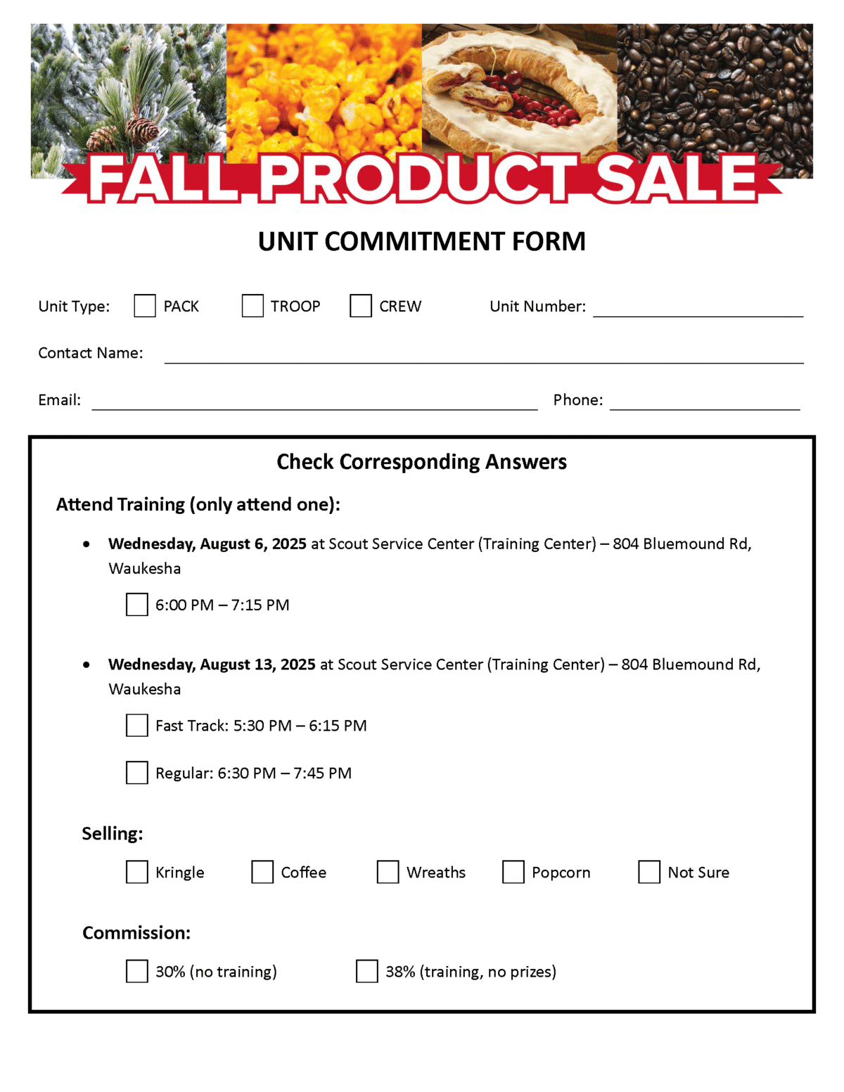 Fall Product Sale – Potawatomi Area Council